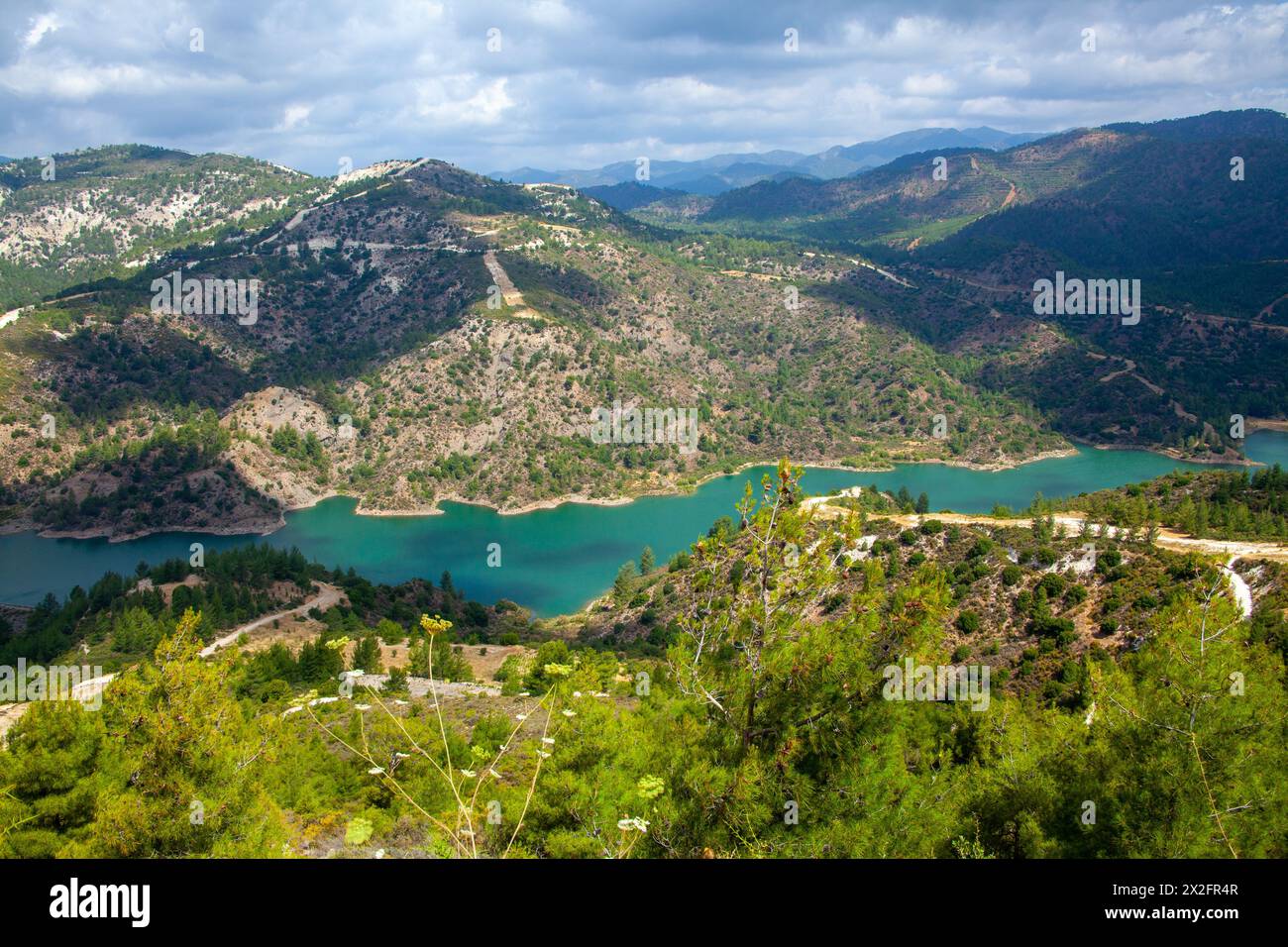 Kouris dam with reservoir Troodos Mountains, Cyprus Stock Photo - Alamy