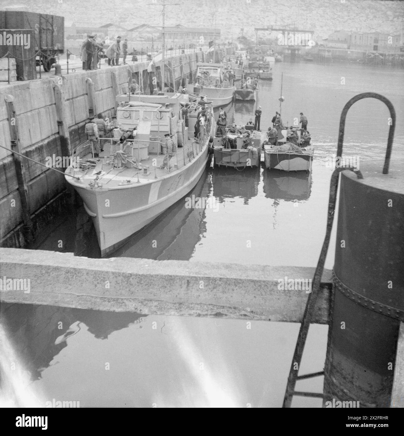 Small craft and landing vessels used during a raid on the French coast ...
