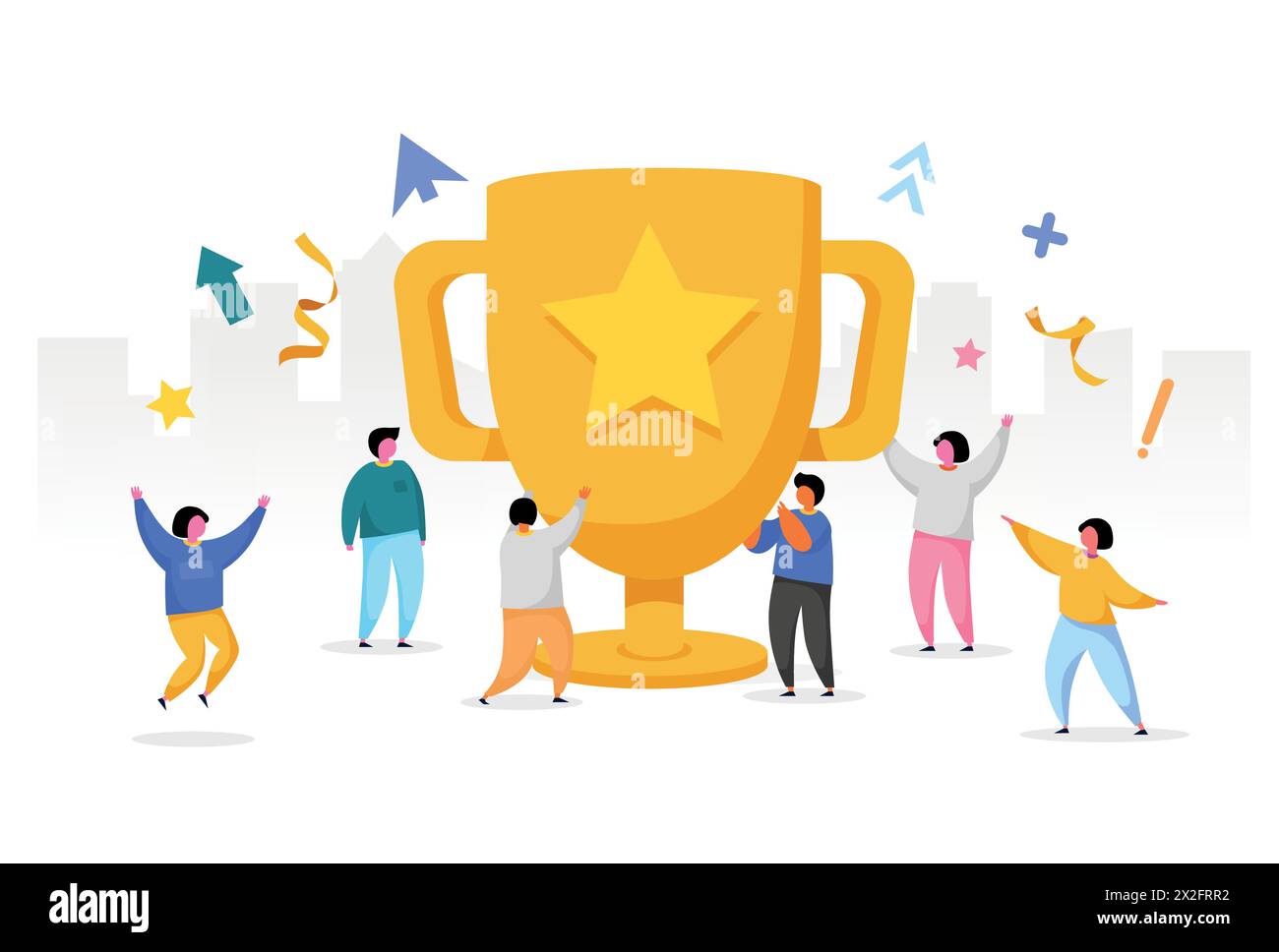 Business Team Success, Achievement Concept. Flat People Characters with ...