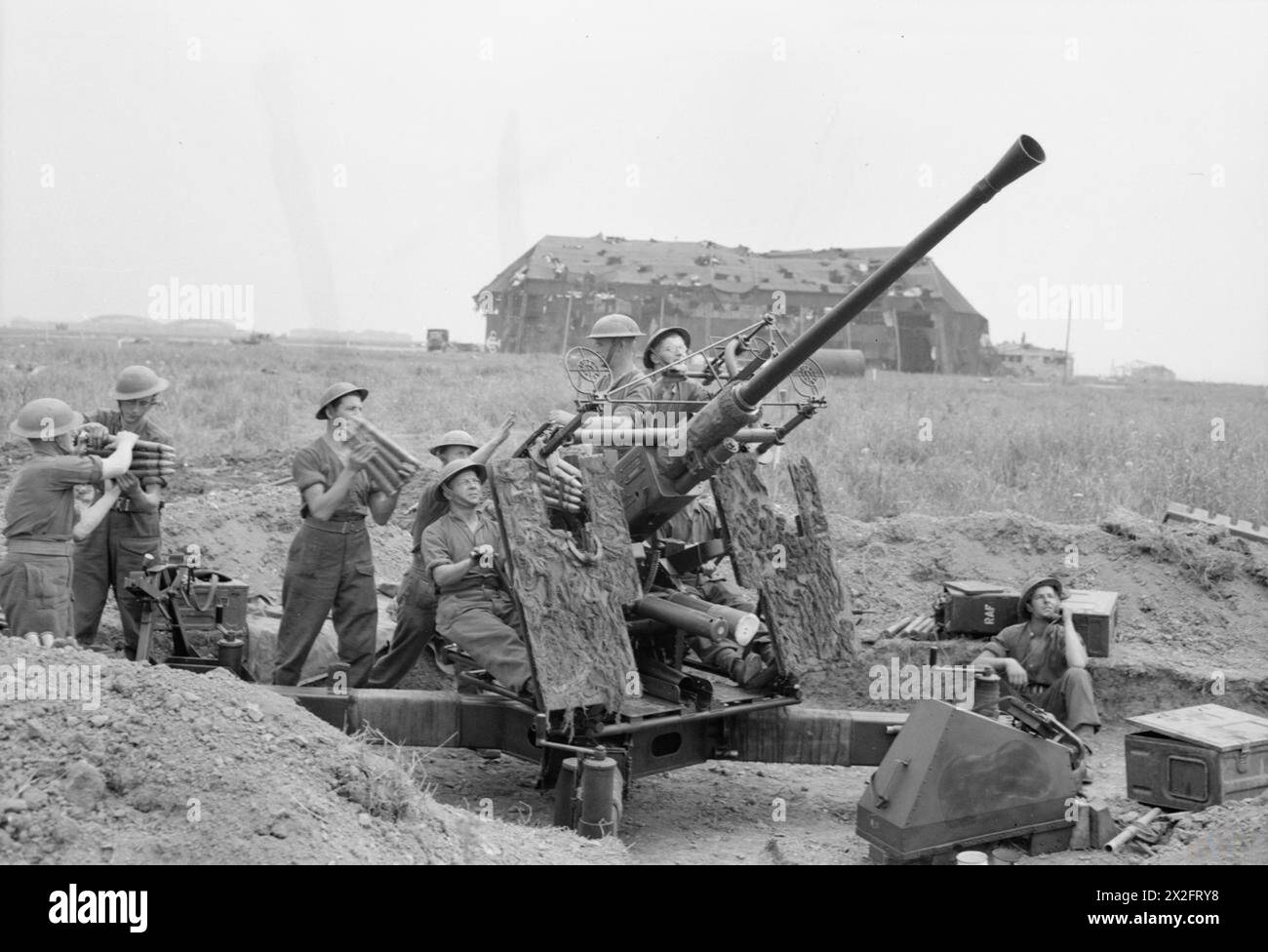 On 9 July 1944, an RAF Regiment anti-aircraft crew manned a Bofors ...