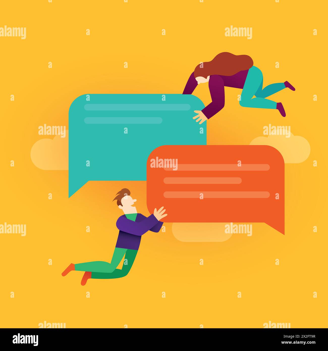 Cartoon people with chat bubble. Social network concept. Vector ...