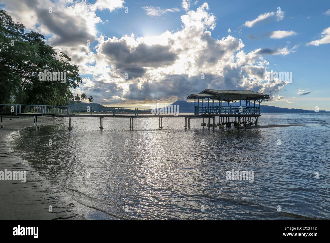 geography / travel, Papua New Guinea, jetty in the last daylight, at ...