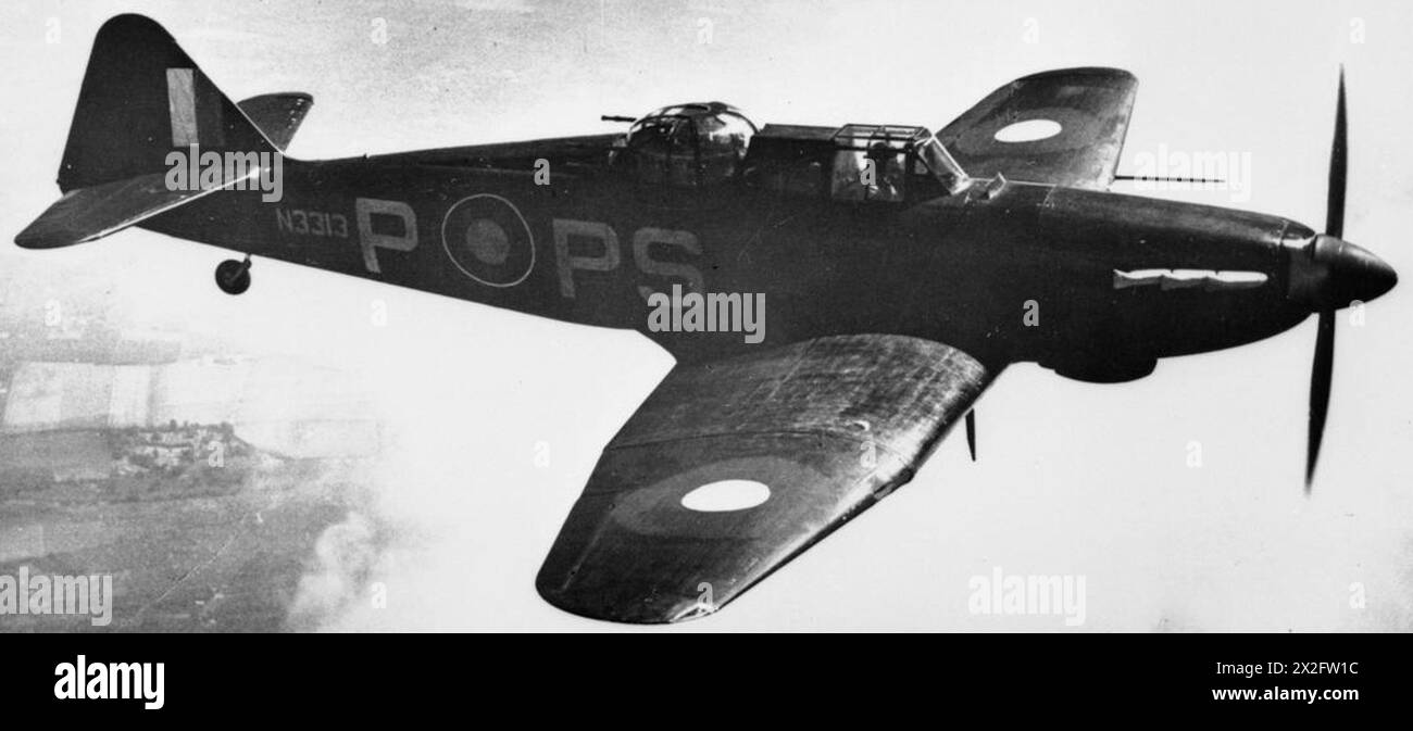 Defiant Mark I night fighter N3313 'PS-P' of No. 264 Squadron Royal Air ...