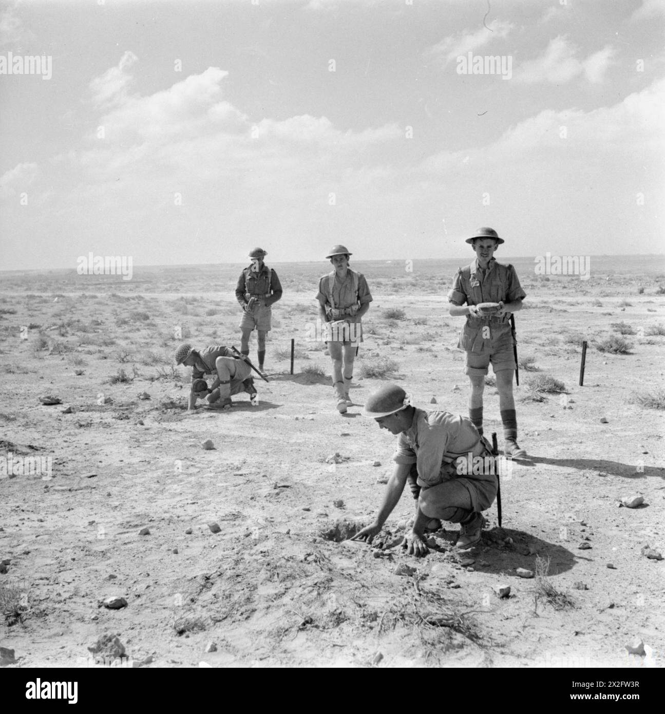 Royal Engineers of the British Army lay mines in North Africa in June ...