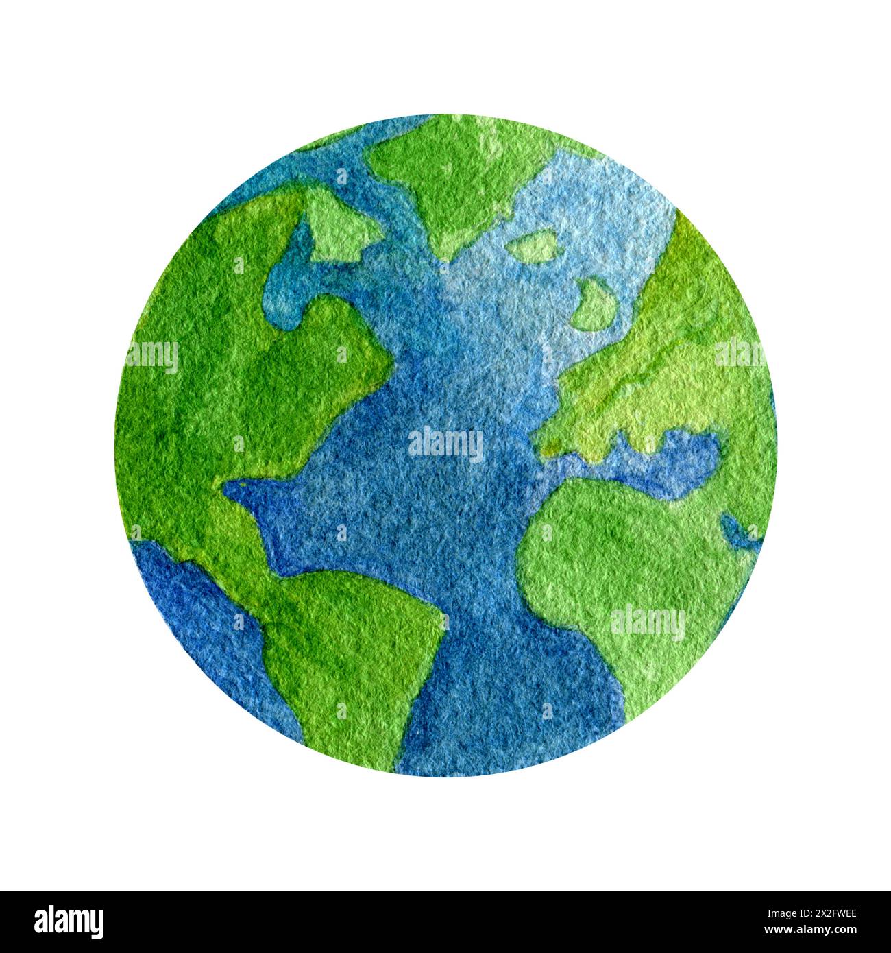 The Earth watercolor hand painted. An illustration on a white ...