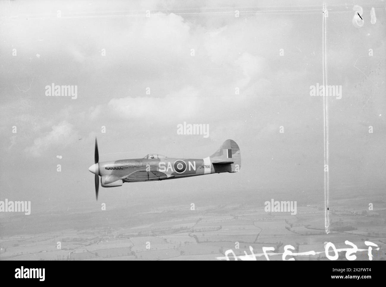 Hawker Tempest Mark V JN766 'SA-N' of No. 486 Squadron RNZAF flies over ...