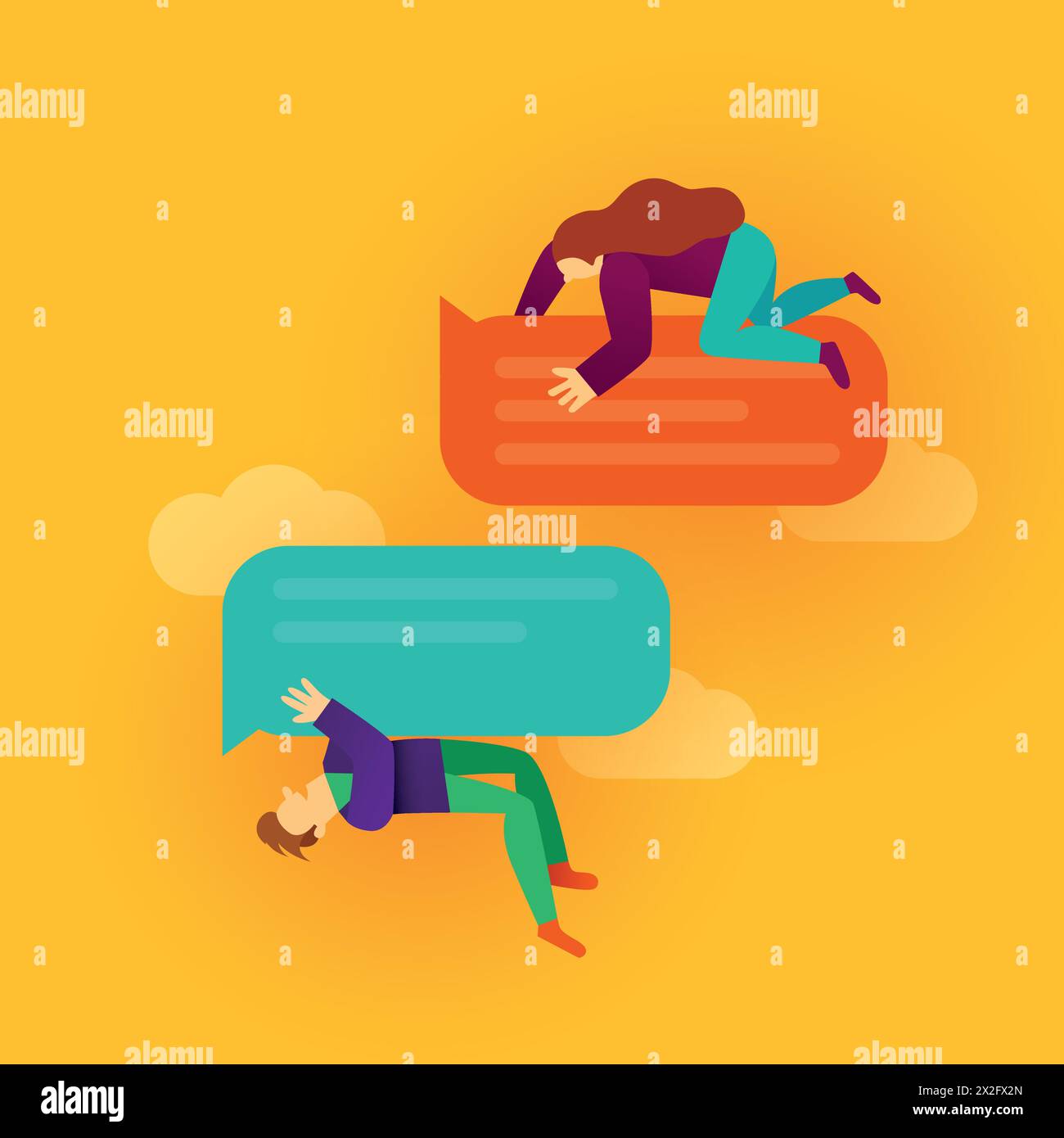 Cartoon people with chat bubble. Social network concept. Vector ...