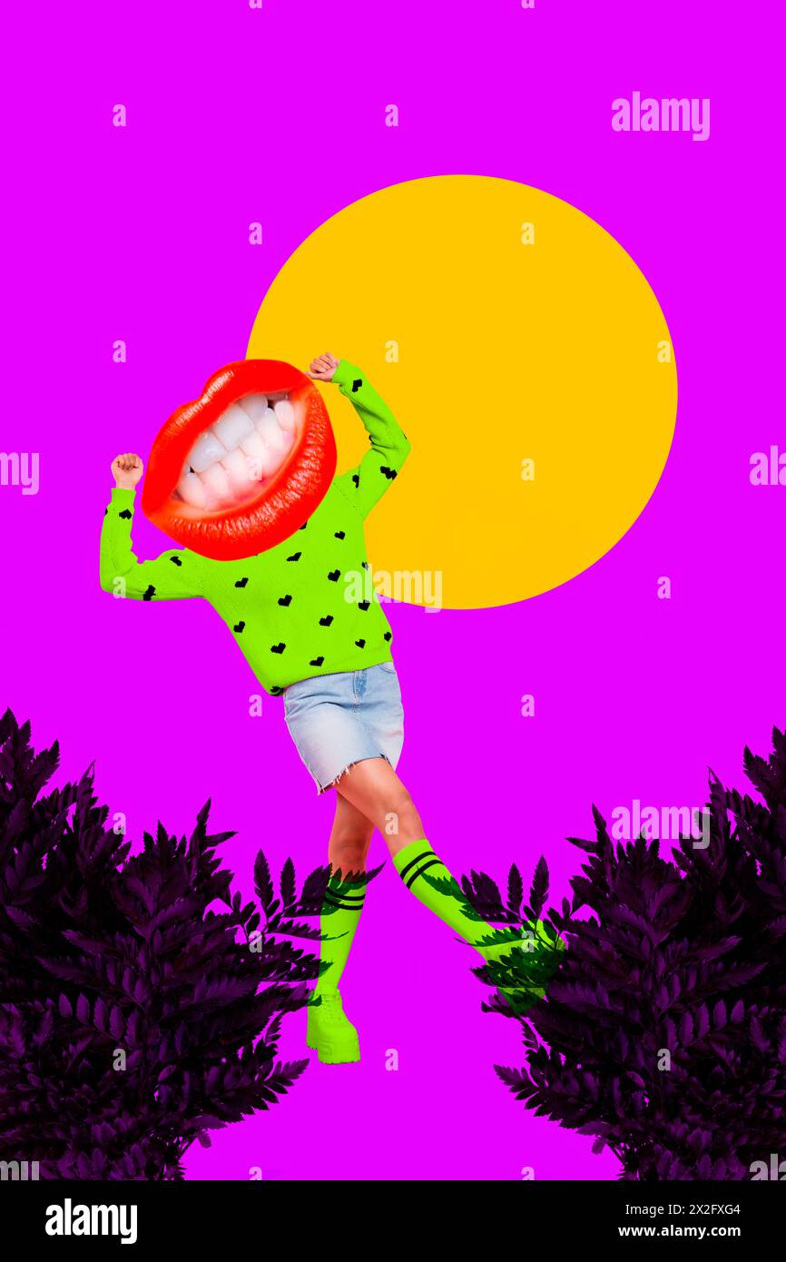 Collage sketch artwork of funny funky weird bizarre person dressed ...