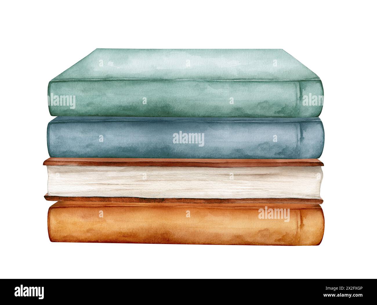 Watercolor illustration stacks of books for reading, pile of textbooks ...