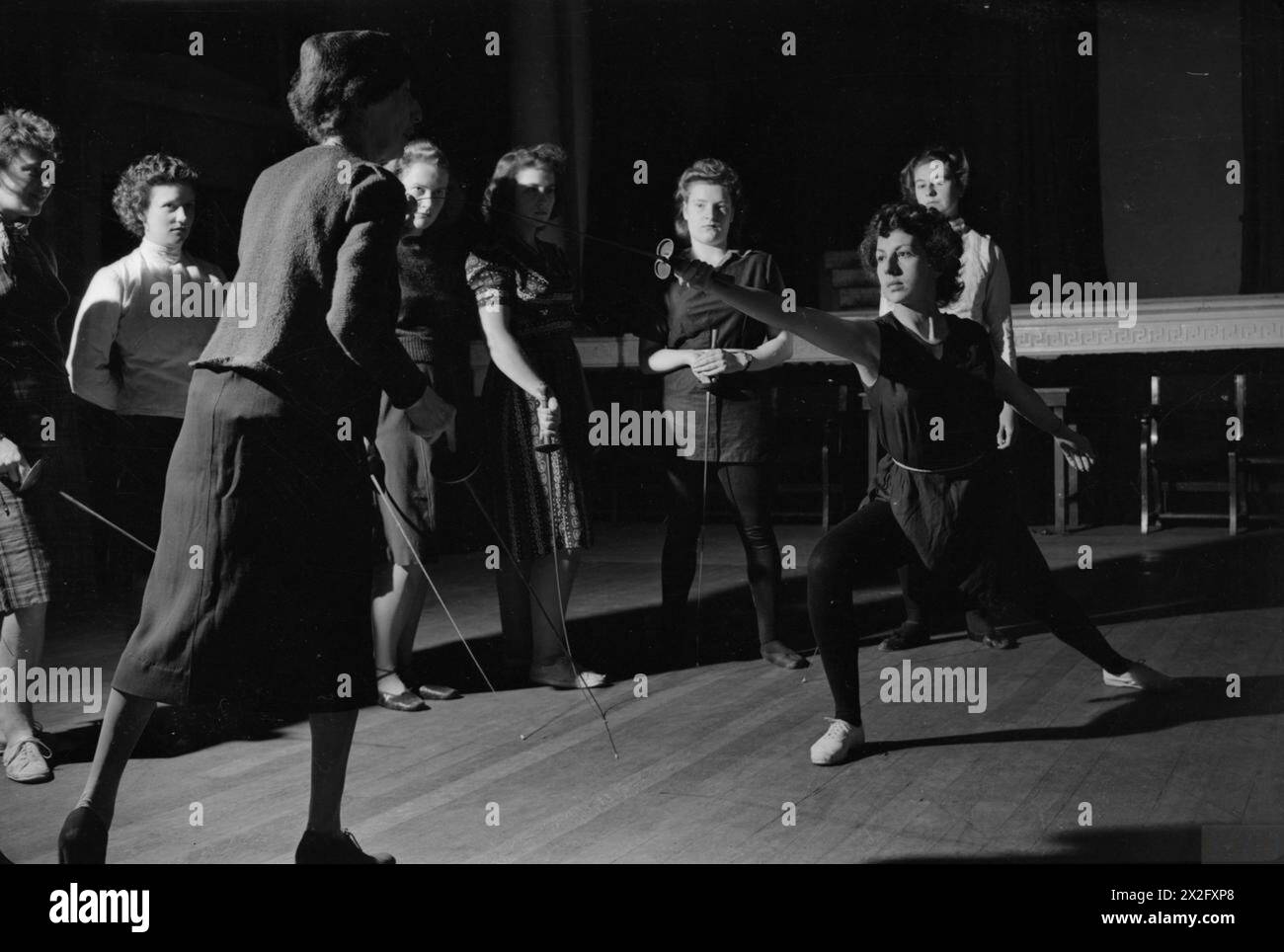 Mademoiselle Helene Bertrand leads a fencing lesson at the Royal ...