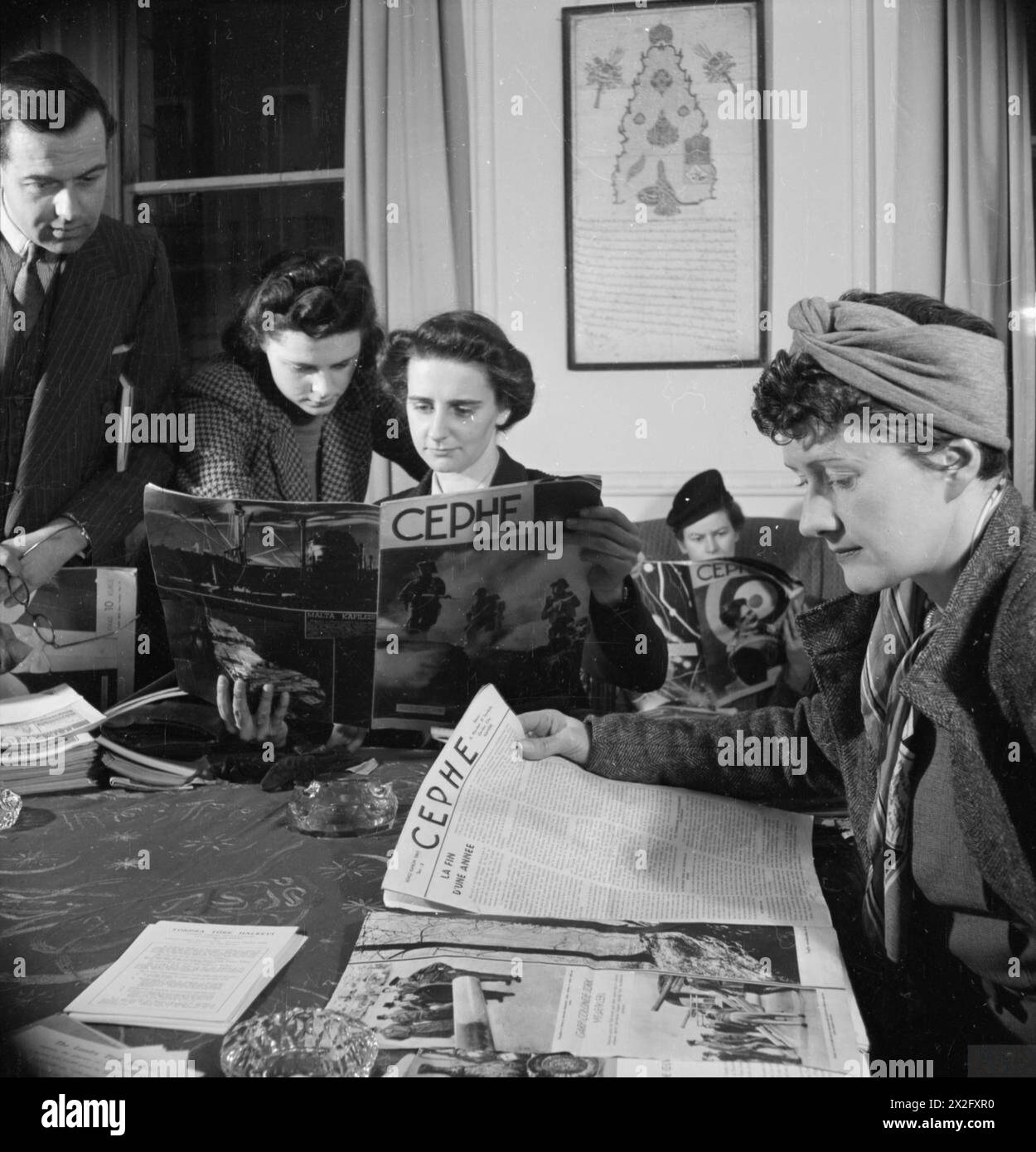 British adults study Turkish at the Londra Turk Halkevi in London, 1943 ...