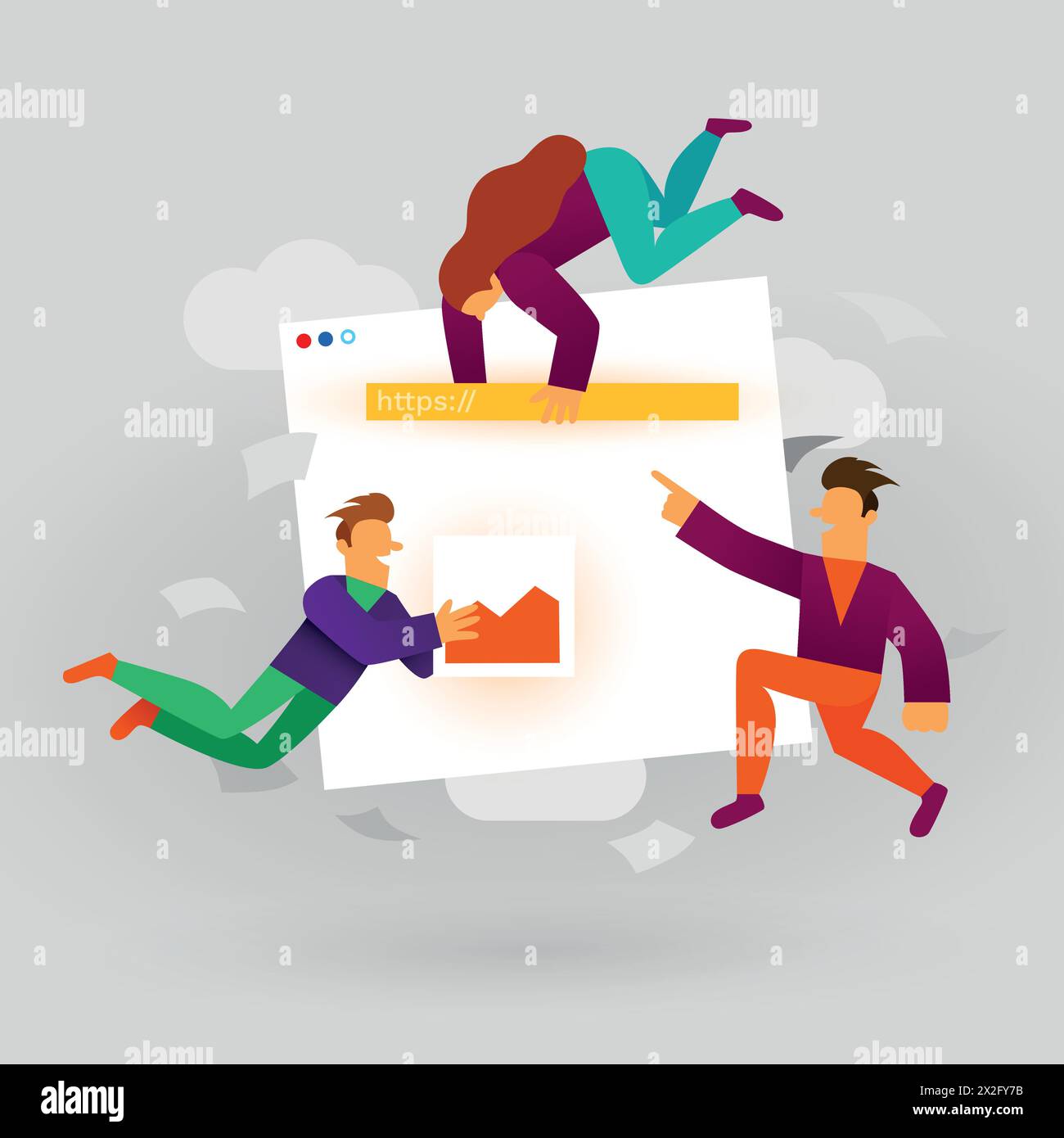 Site development illustration. Cartoon people building apps and web ...