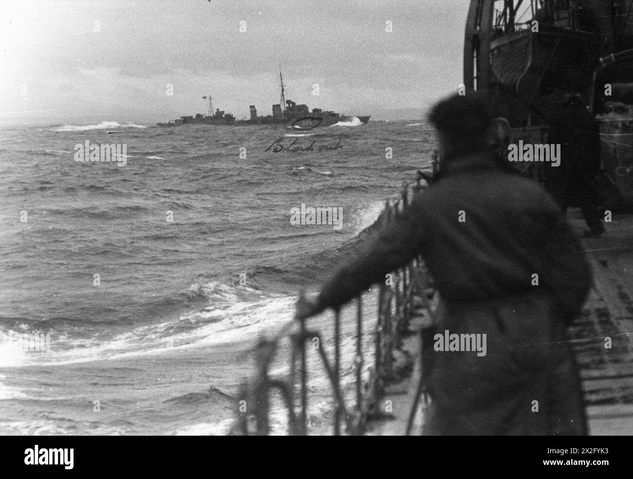 Tribal-class destroyer HMS Matabele observed from HMS Javelin while ...