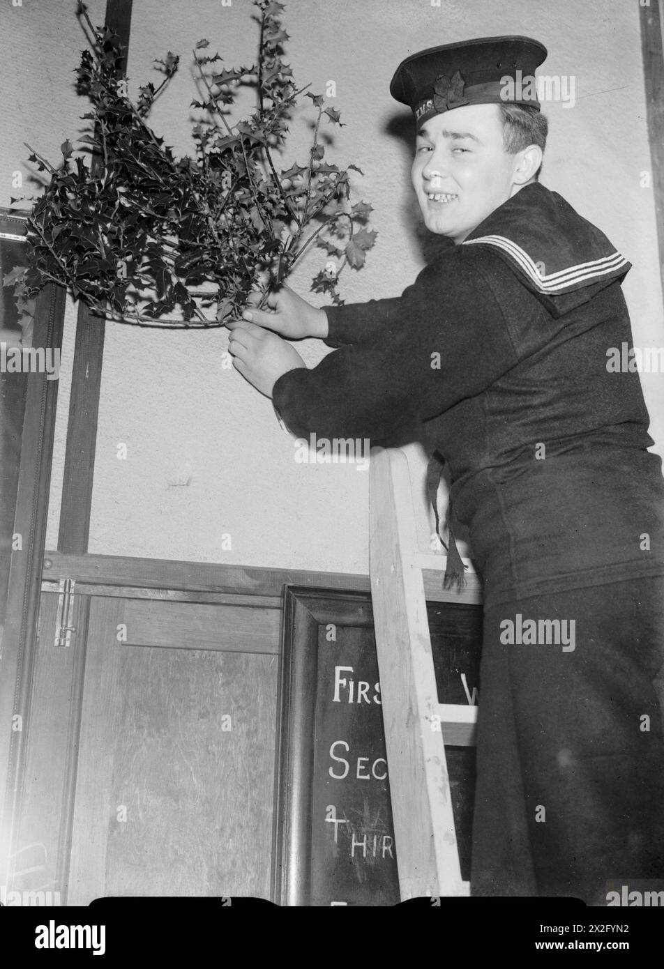 CHRISTMAS PREPARATIONS AT HMS DRAKE ROYAL NAVAL BARRACKS, DEVONPORT ...