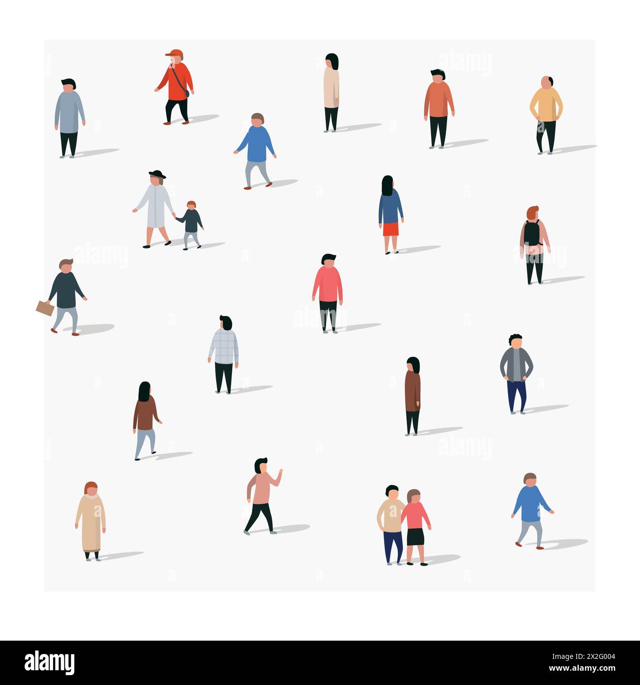 Large group of walking people. flat cartoon characters. Vector ...