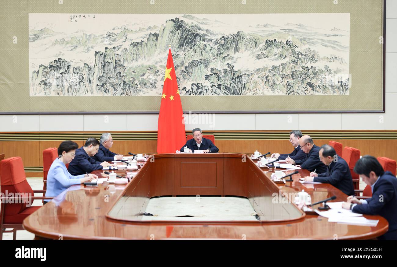 Beijing, China. 22nd Apr, 2024. Chinese Premier Li Qiang presides over ...