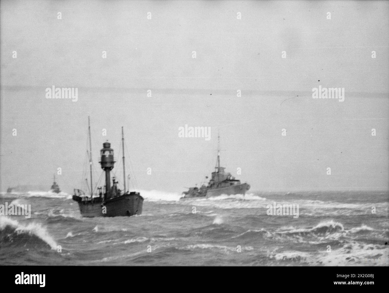 The destroyer HMS Jersey is photographed rounding the Humber Lightship ...
