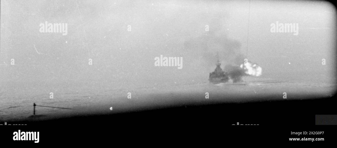 HMS Renown fires at Genoa during the naval bombardment on 9 February ...
