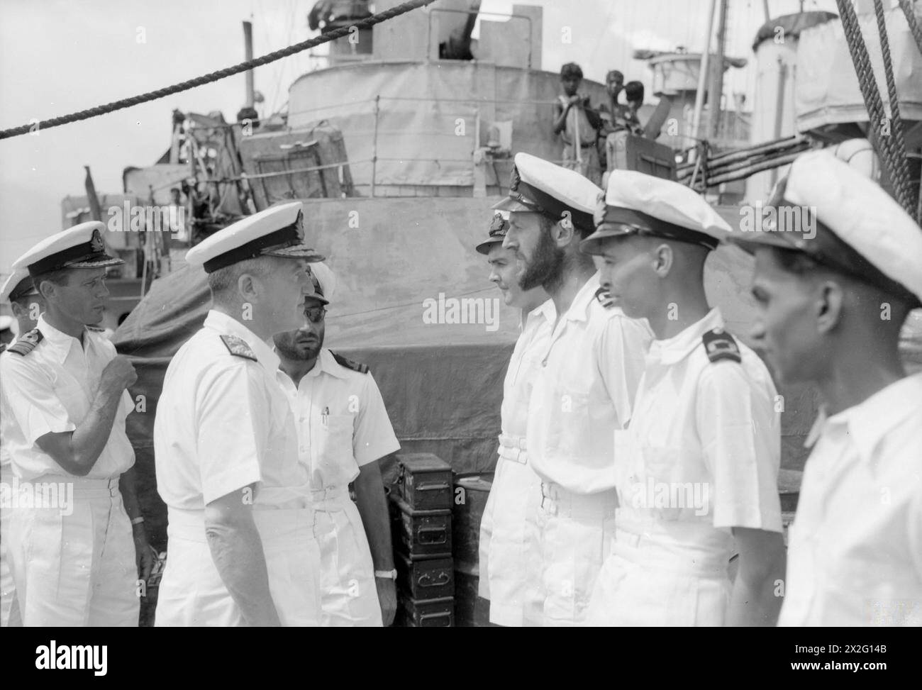 C IN C EASTERN FLEET VISITS HIS SHIPS. 2 OCTOBER 1944, COLOMBO, CEYLON ...