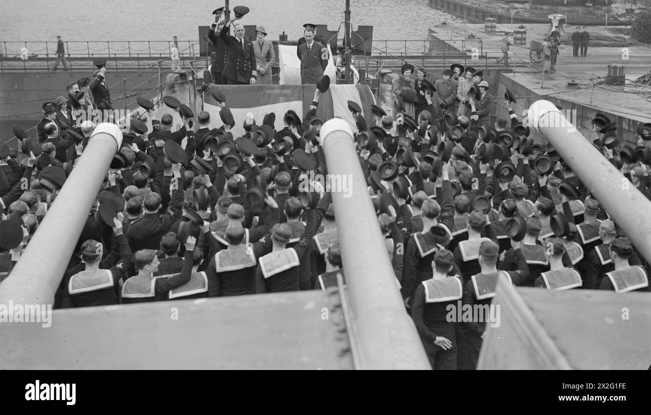 On 22 April 1943, Lord Knollys, Governor of Bermuda, presents a plaque ...