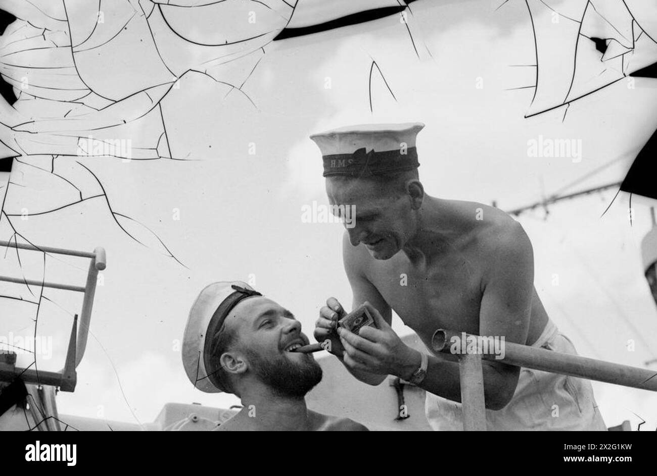 On 16 August 1945, aboard HMS Shah of the East Indies Fleet, crew ...