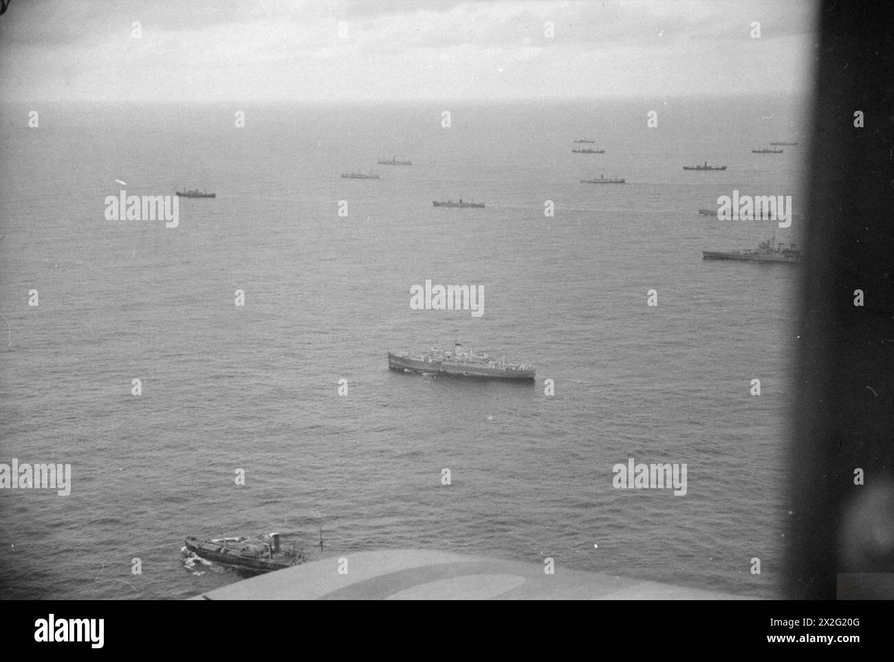 Fleet Air Arm aircraft conduct aerial patrols over a convoy in April ...