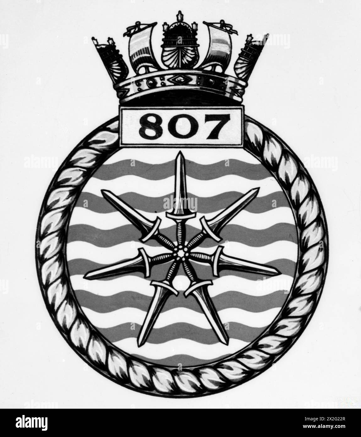 In 1944, the Fleet Air Arm displayed the crest of 807 Squadron ...