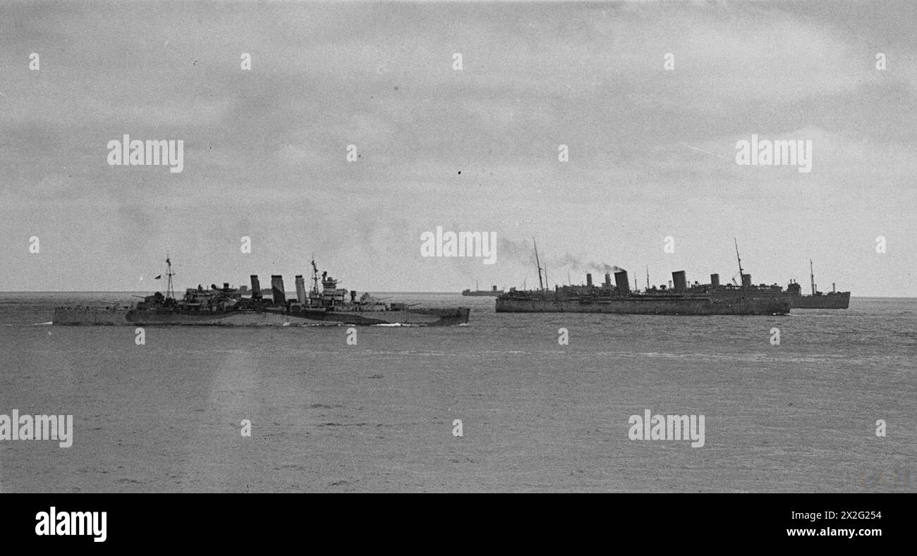 BRITISH SHIPS AT SEA WITH A CONVOY. 31 MARCH 1942, ON BOARD HMS ADAMANT ...