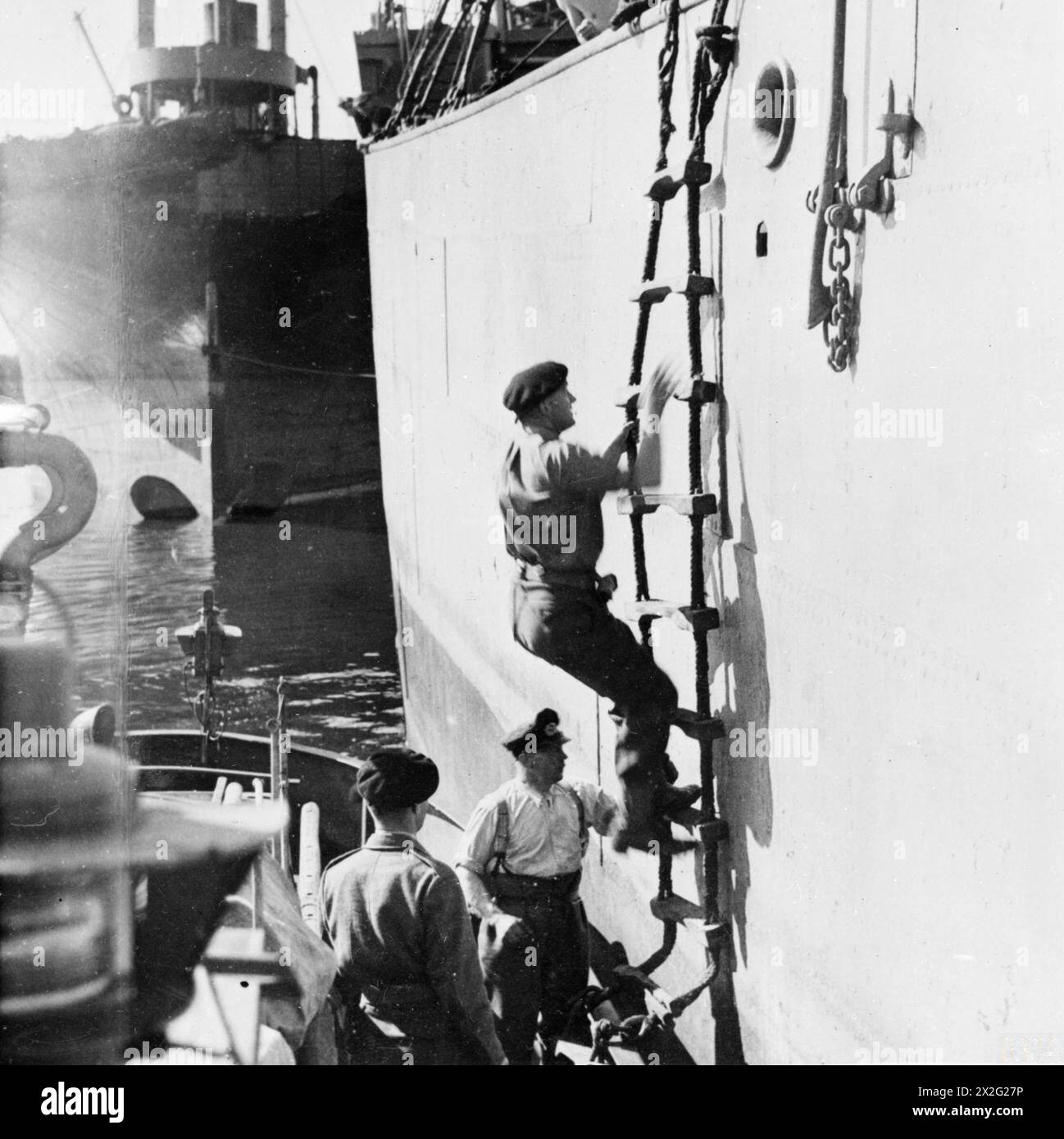 ROYAL MARINES GUARD GERMAN MERCHANT SHIPS. MAY 1945, KIEL, GERMANY ...