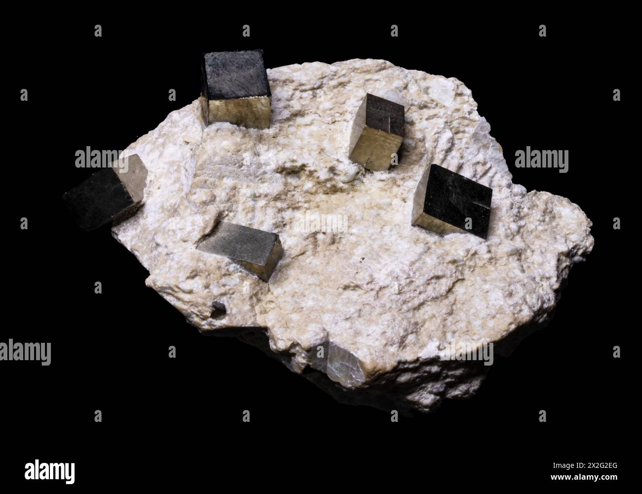 Pyrite cubic crystals on matrix, striking Stock Photo - Alamy