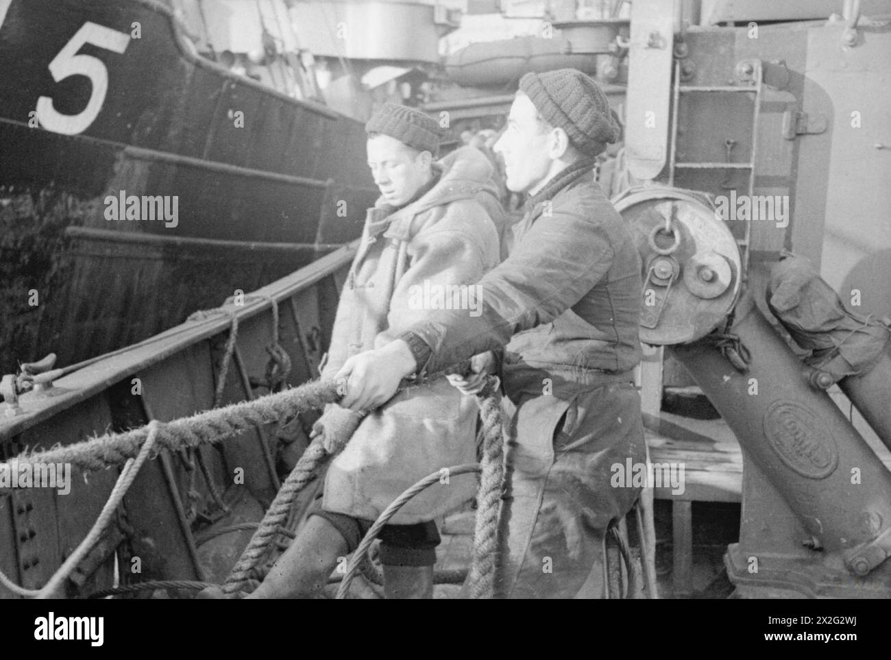 ON BOARD ONE OF THE LITTLE SHIPS WORKING WITH THE ROYAL FLEET. 1940, OR ...