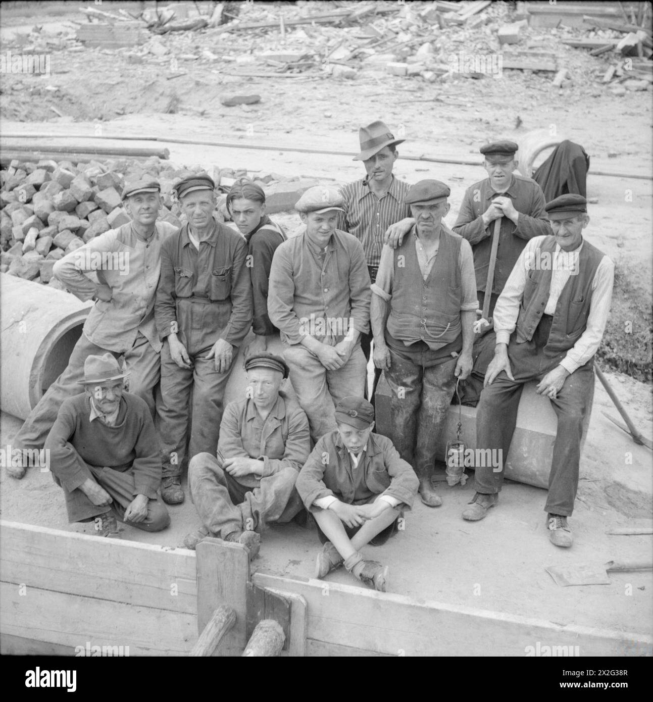 GERMANY UNDER ALLIED OCCUPATION - Members of a typical gang working on ...