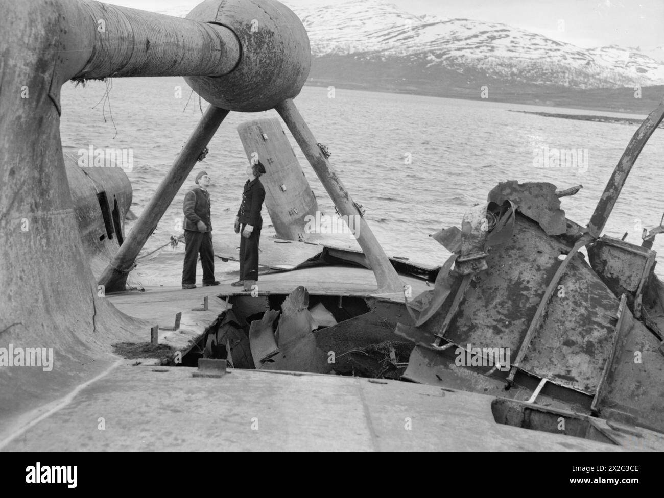 "TIRPITZ" ; TARGET OF THE R.A.F. 1945 - German naval ratings standing ...