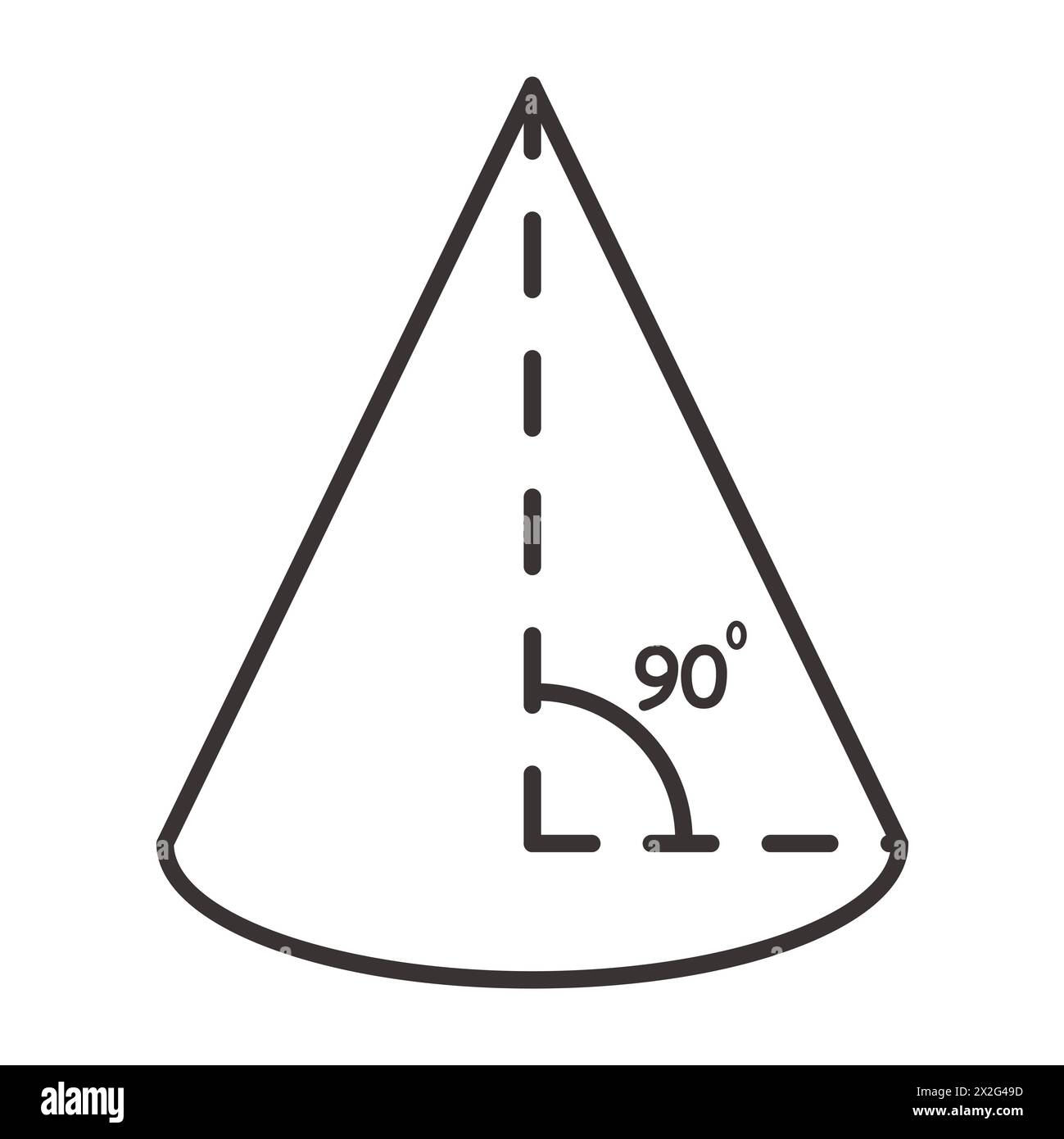 Geometry cone with indoor triangle on the white background. Shape ...