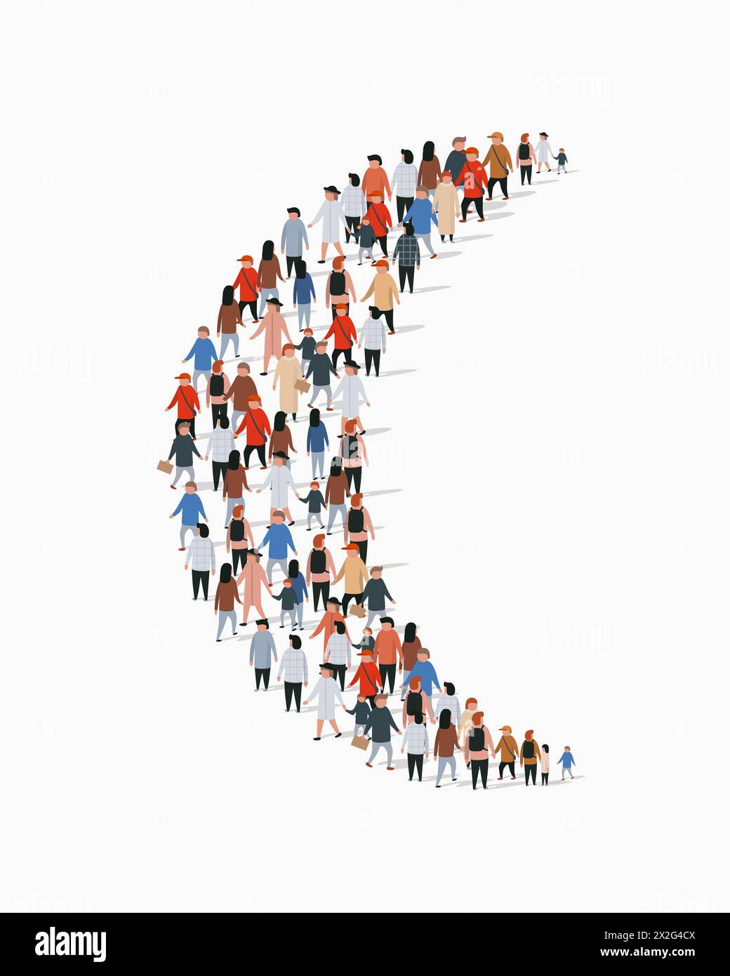 Large group of people in the shape of crescent. Islam sign. Muslim ...