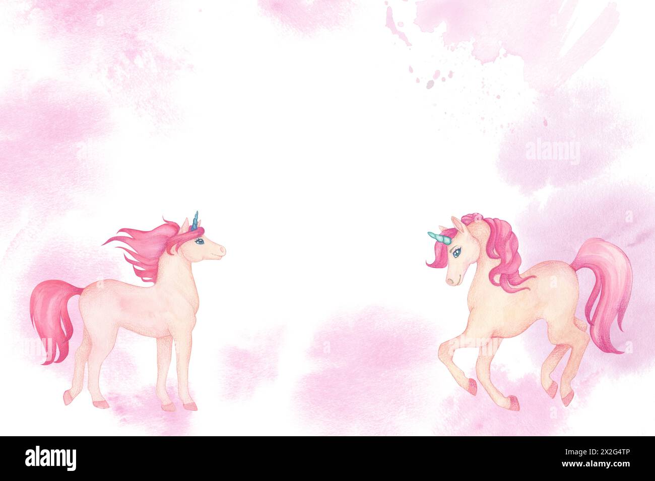 Watercolor rectangular frame with illustration of cute cartoon ...