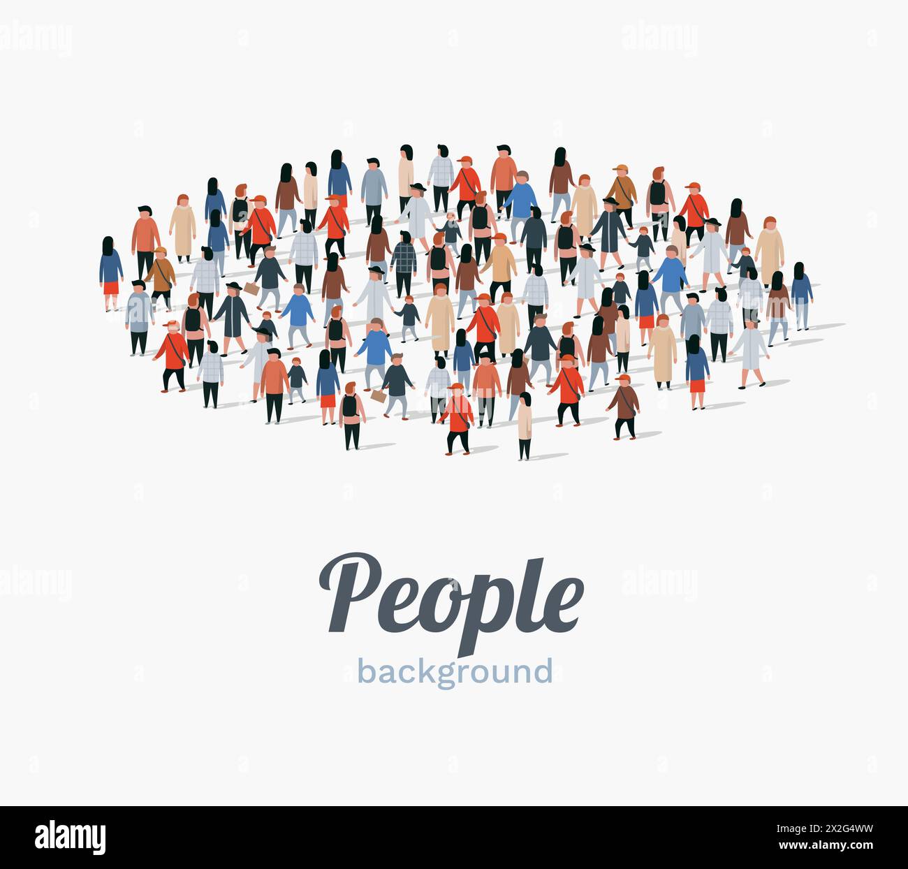 Template for advertising brochure with people crowd in shape of circle ...