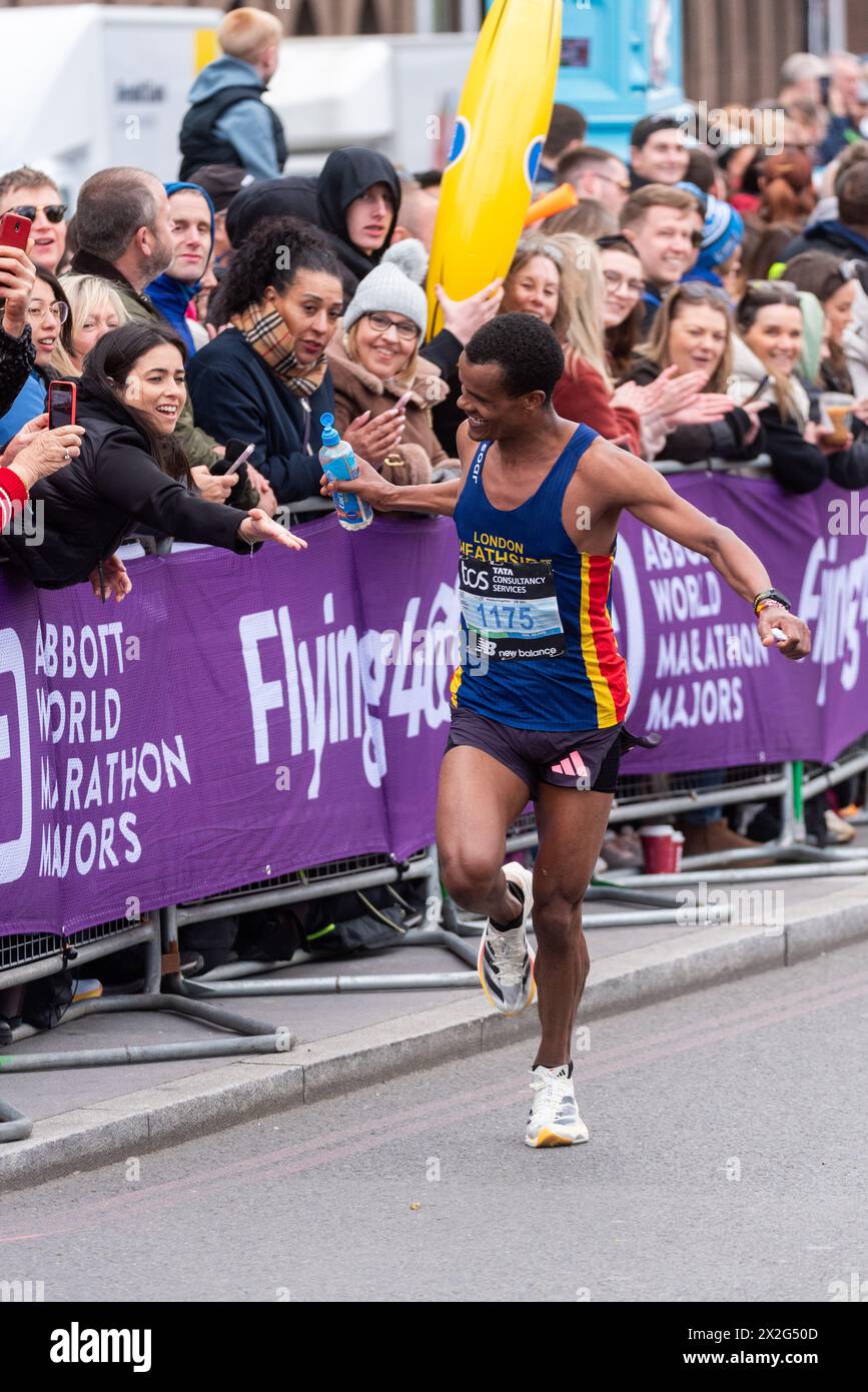 Seyfu Jamaal competing in the TCS London Marathon 2024 passing through ...