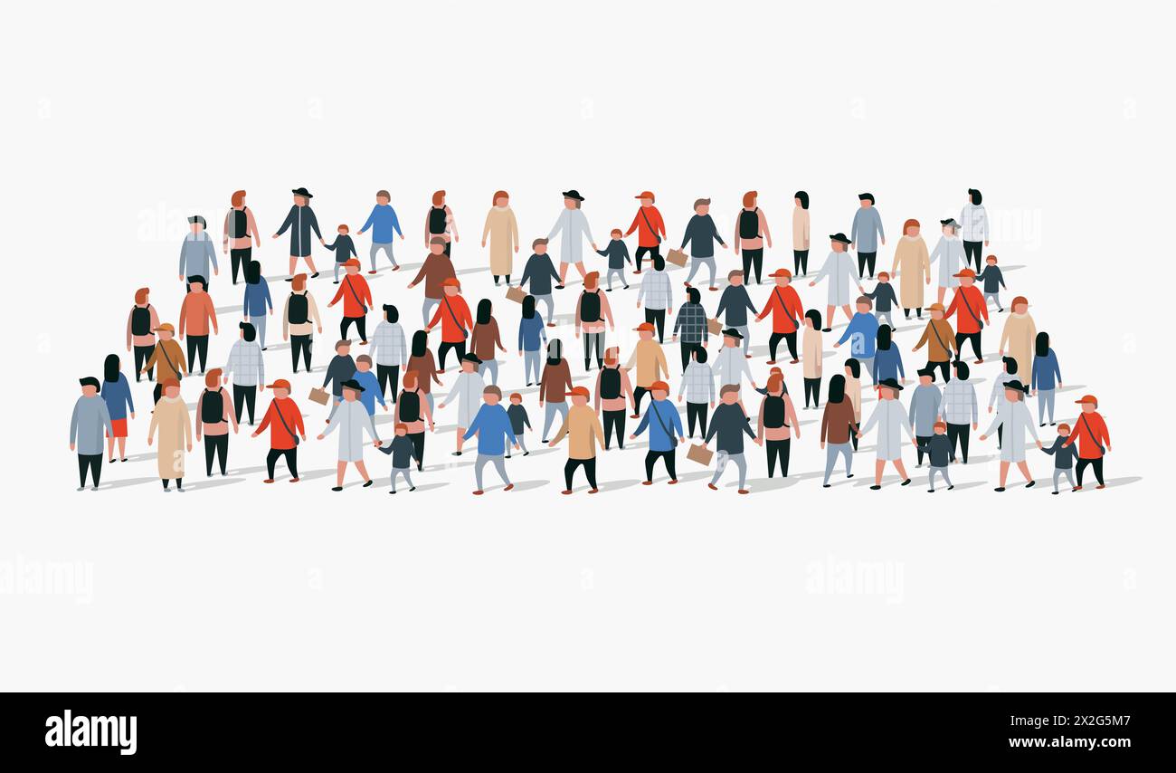 Template for advertising brochure with people crowd in shape of ...