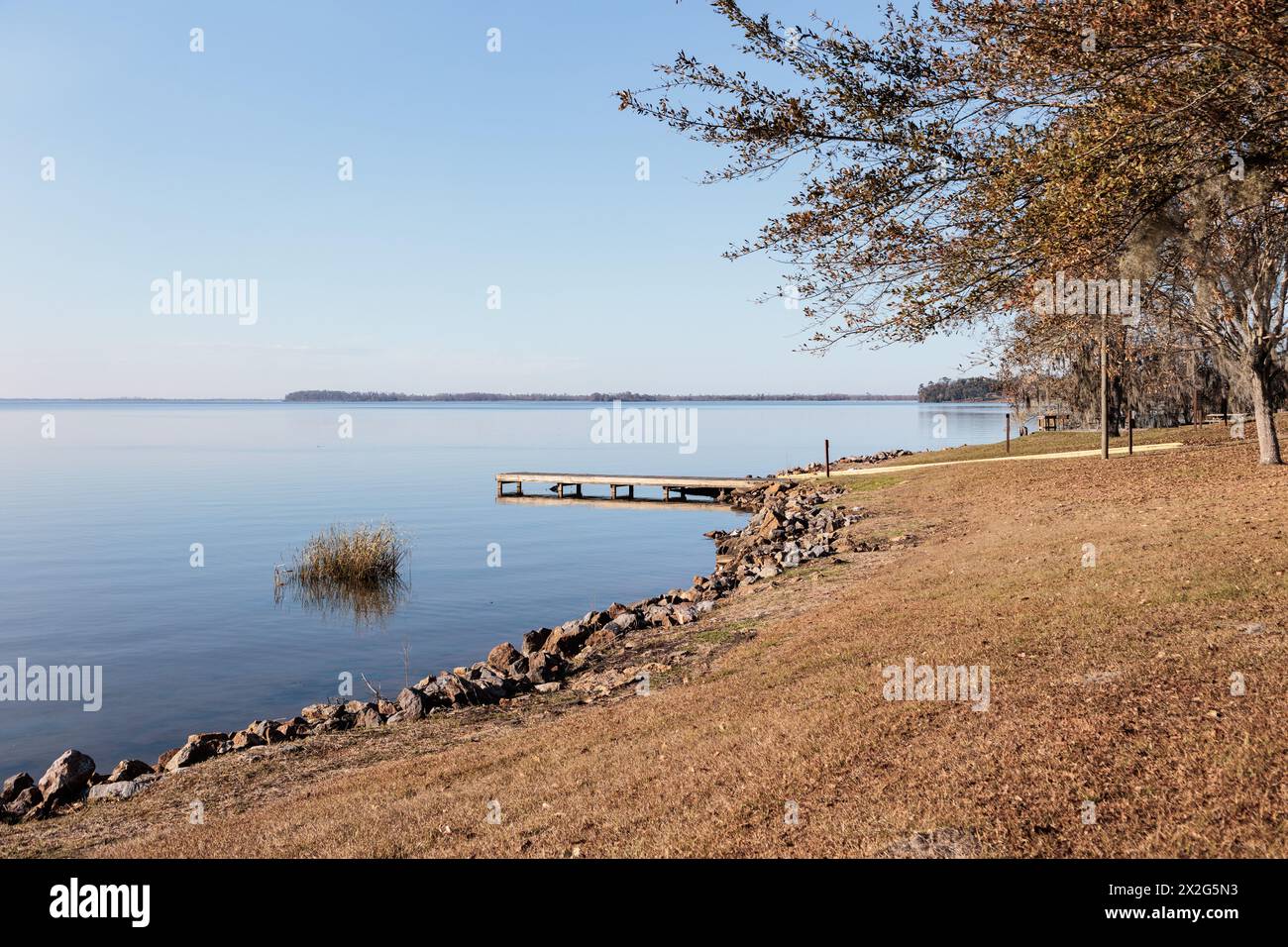 Small wooden dock and boat ramp on Lake Seminole at the Corps of ... Small wooden dock and boat ramp on Lake Seminole at the Corps of ...
