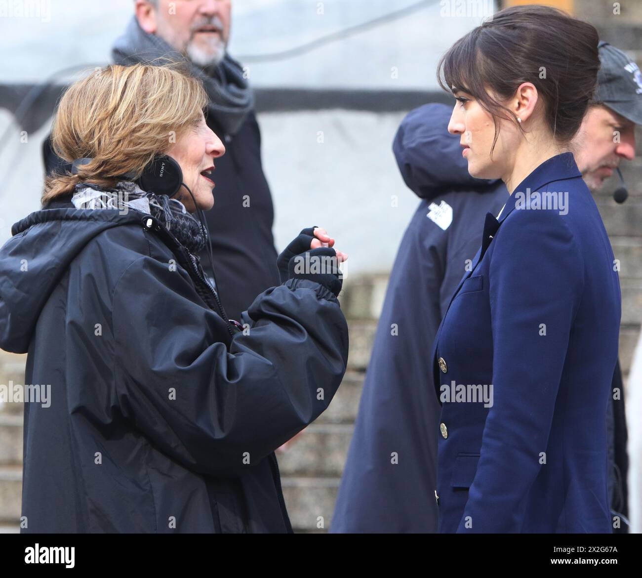 Lesli Linka Glatter director and Lizzy Caplan filming on location for ...
