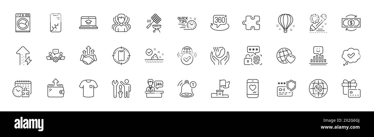 Group, Love chat and T-shirt line icons. For web app, printing. Line ...