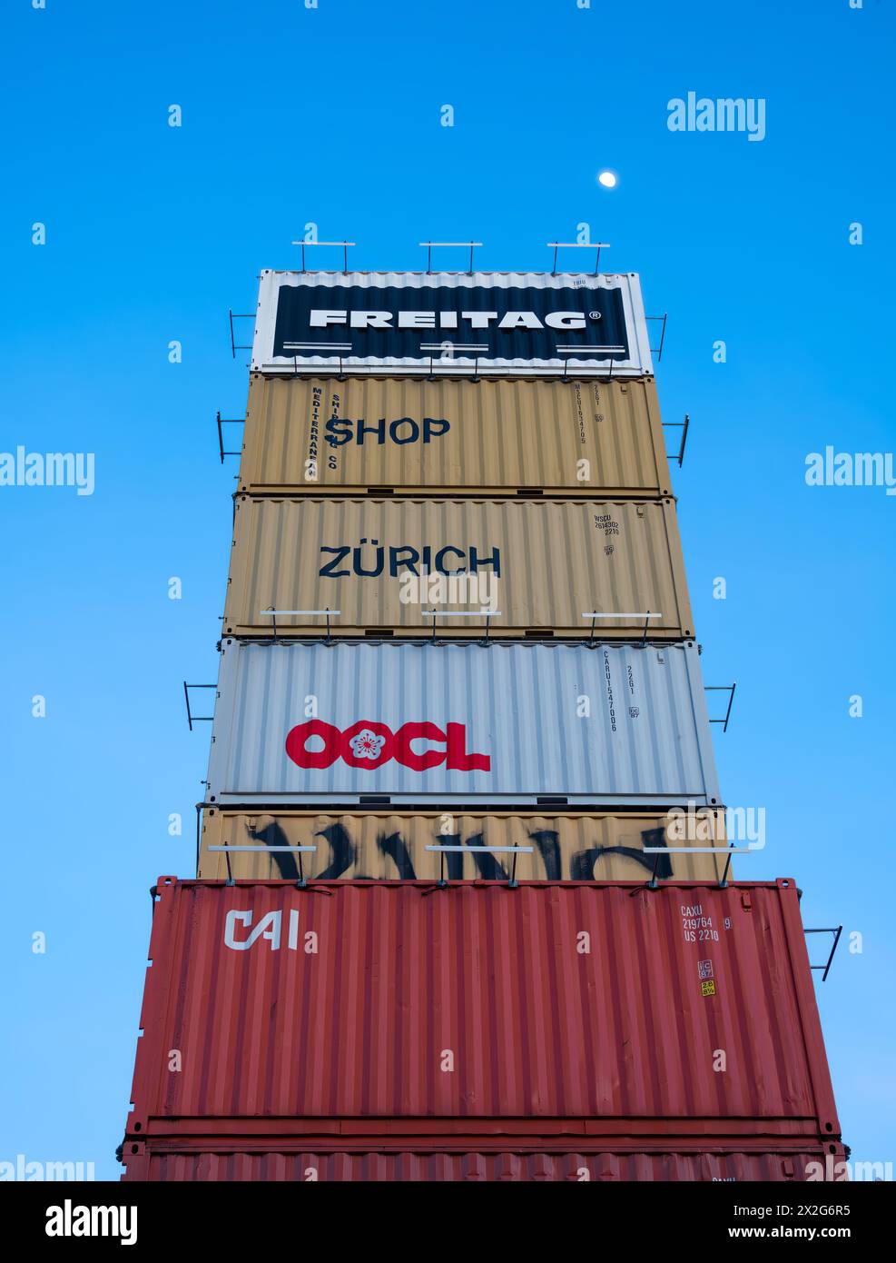 Zurich, Switzerland - March 3, 2024: The store and container tower of ...