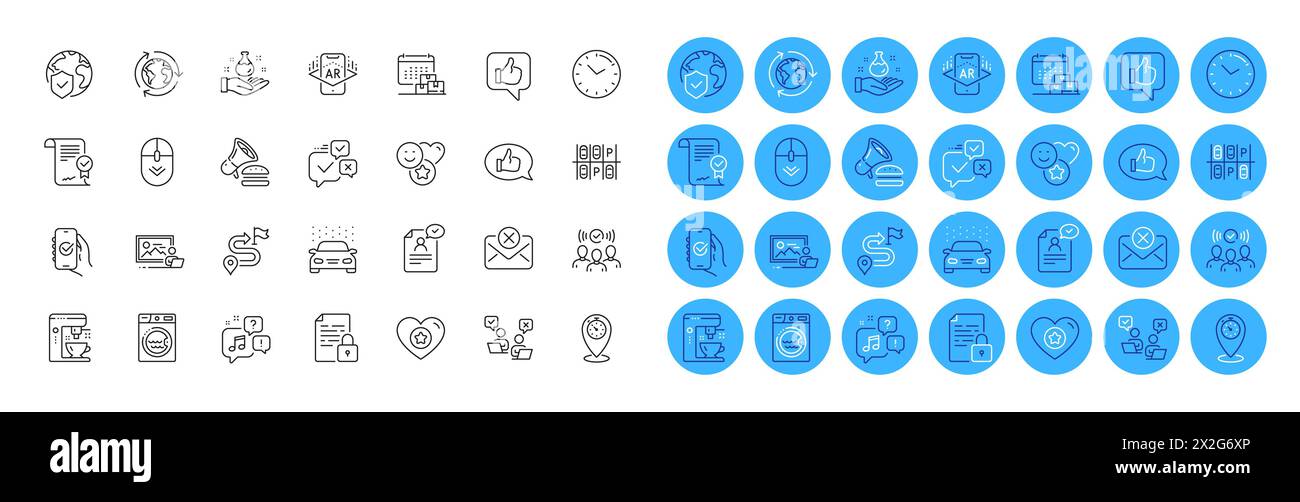 Outsourcing, Delivery calendar and Heart line icons pack. For web app. Color icon buttons ...