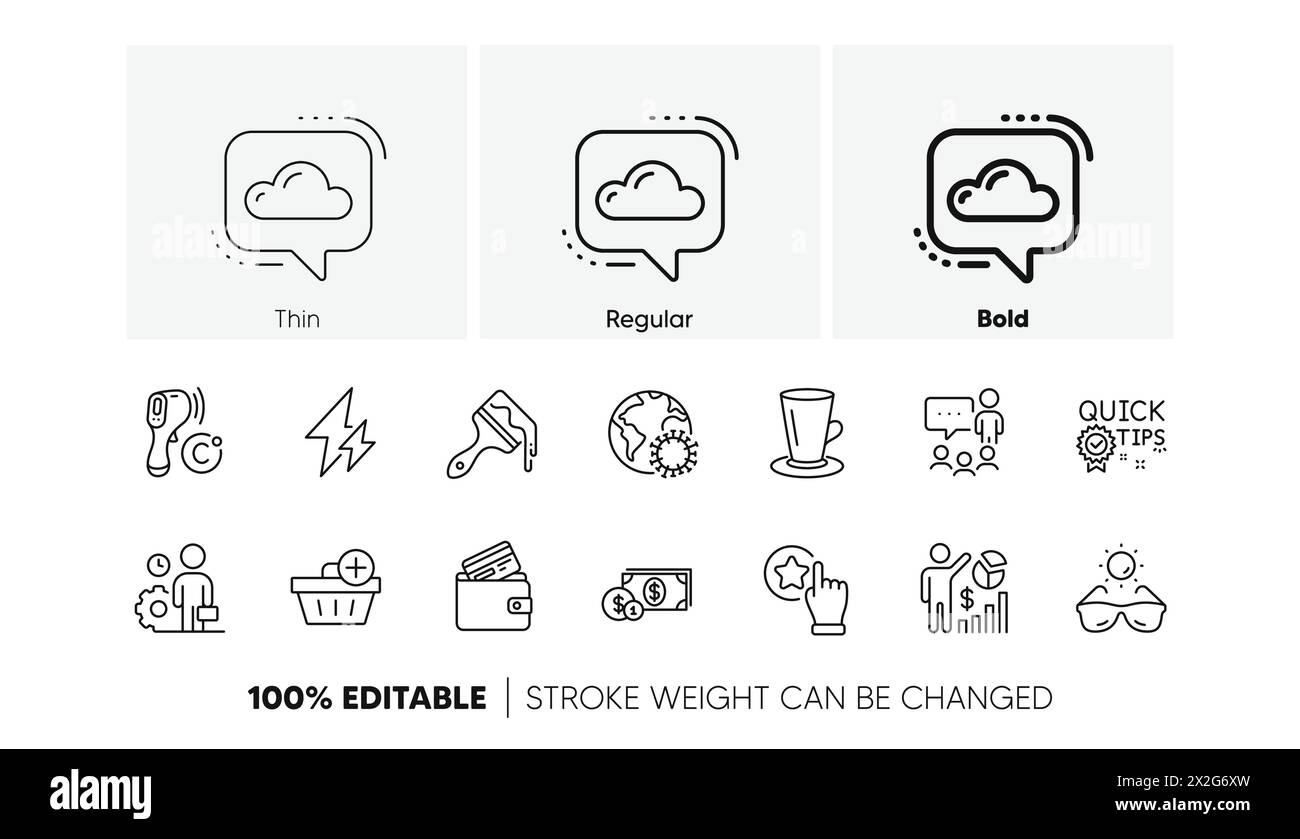 Teacup, Add purchase and Rate button line icons. For web app, printing ...