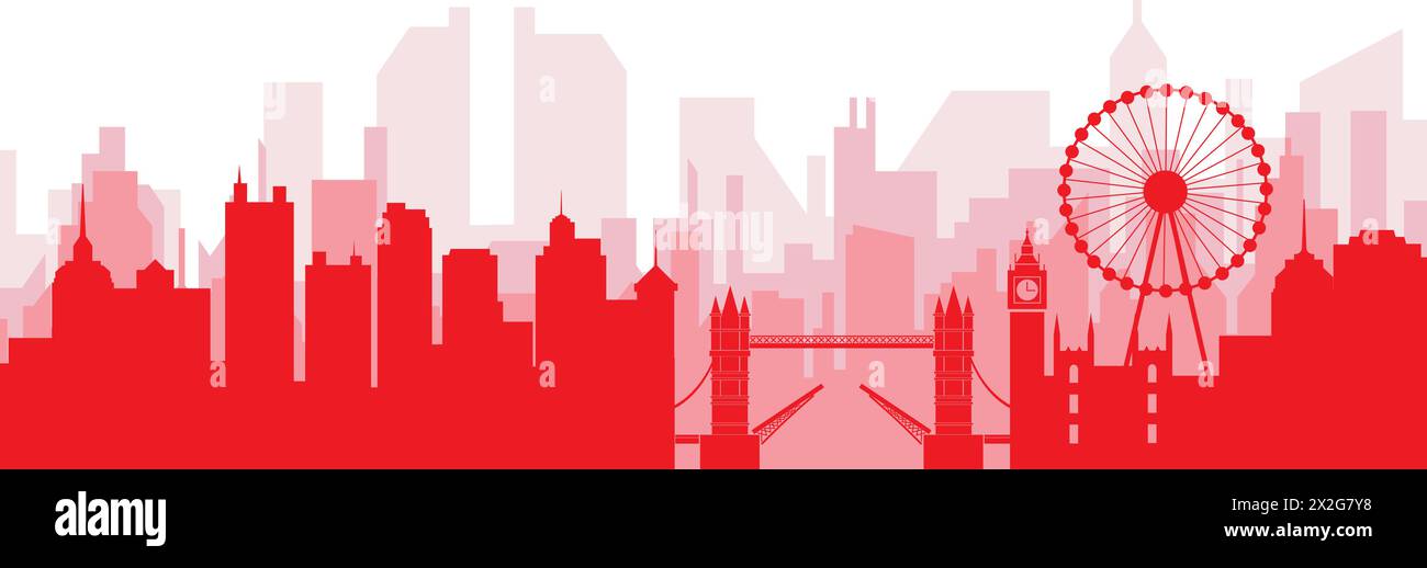 Red panoramic city skyline poster of LONDON, UNITED KINGDOM Stock ...