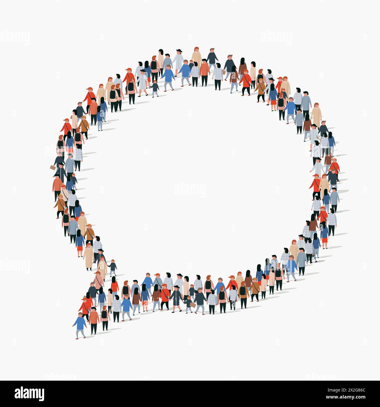 Large group of people in the shape of chat bubble. Vector illustration ...