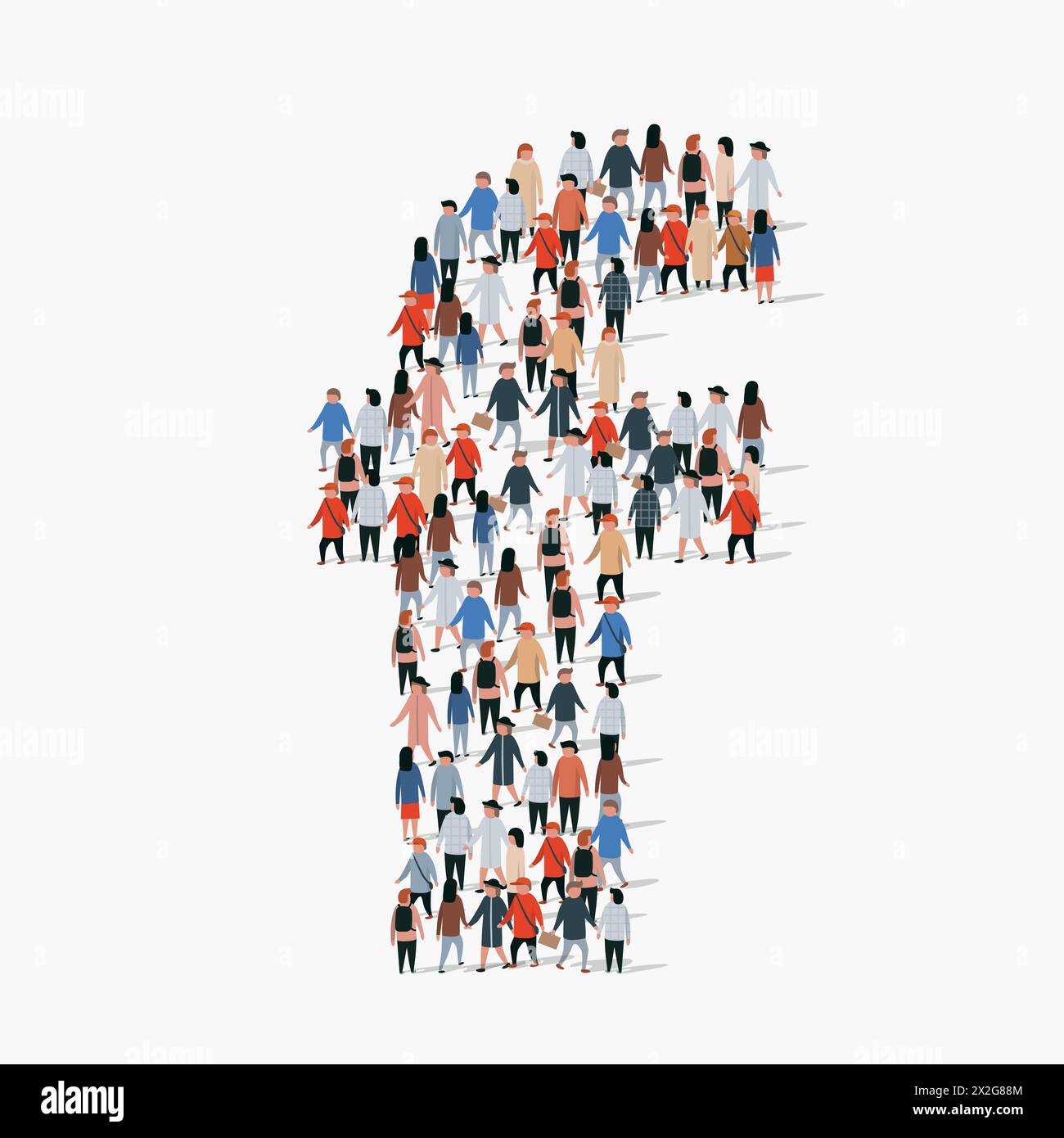 Large group of people in letter F form. Vector seamless background ...