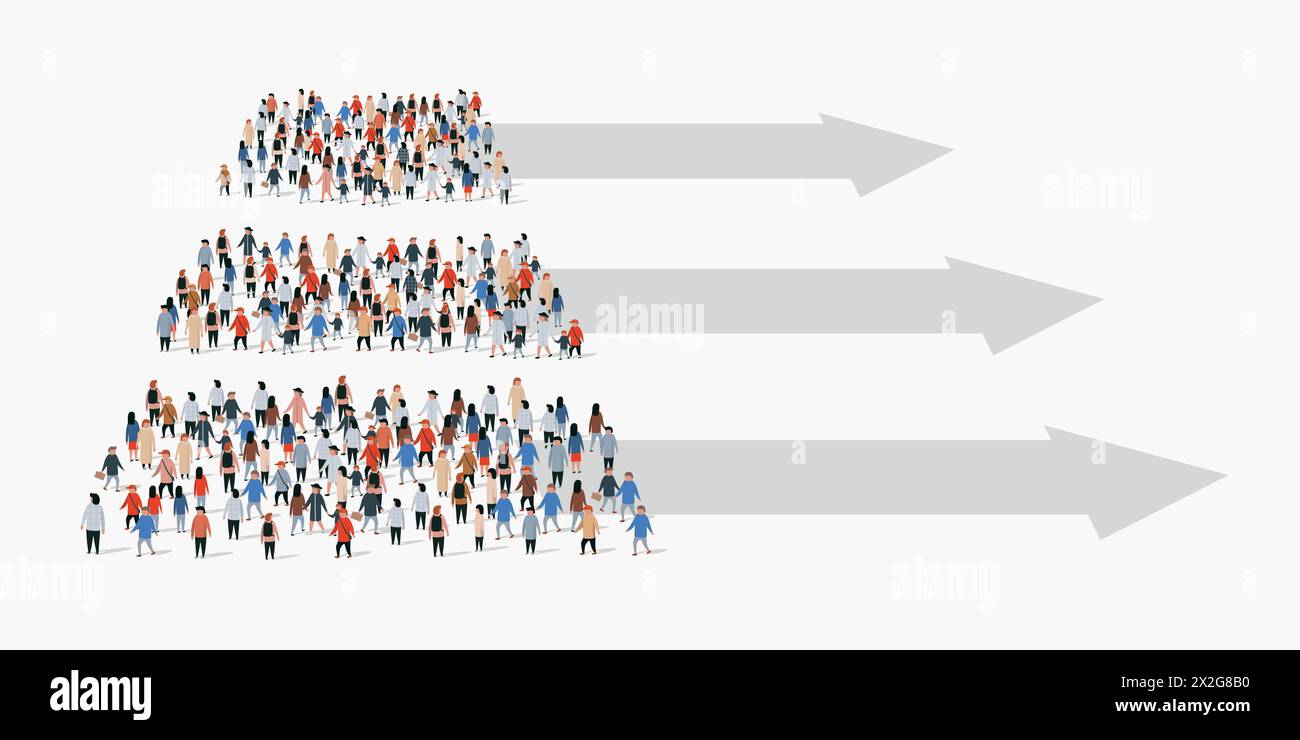 Large group of people in shape of pyramid. Infographics concept. Vector ...