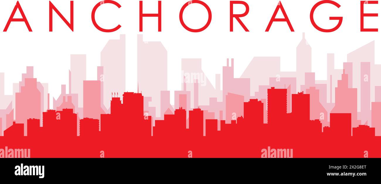 Red panoramic city skyline poster of ANCHORAGE, UNITED STATES Stock ...